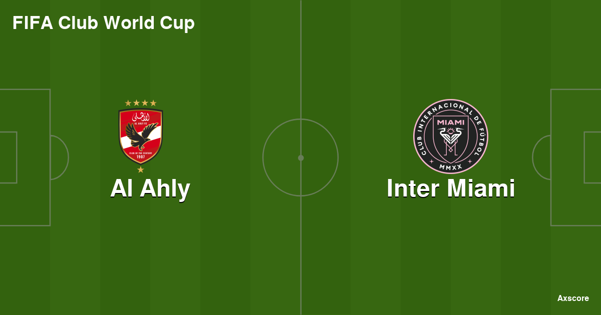 Axscore | Al Ahly 0:0 Inter Miami livestream, H2H and lineups 15-06-2025
